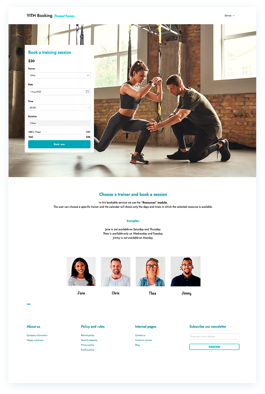 Live Demo - YITH Booking & Appointments for WooCommerce
